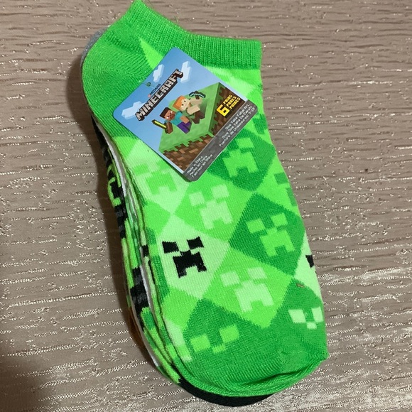 Minecraft | Accessories | Minecraft Boys Socks Green Black Gray Ml Nwt ...